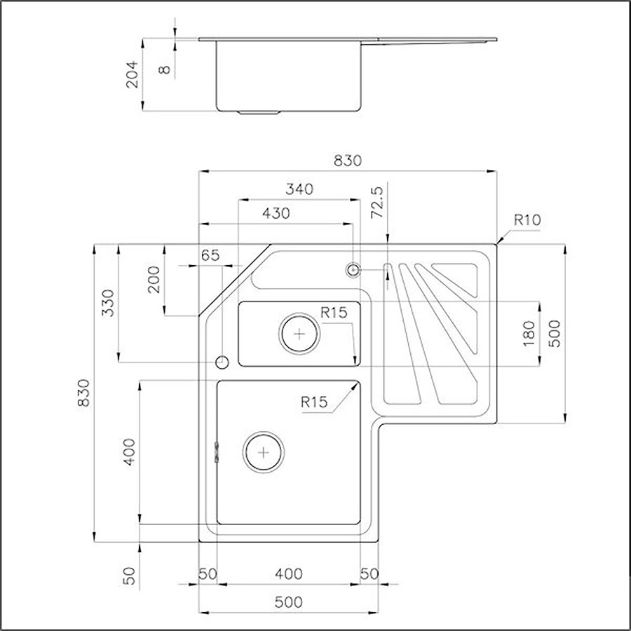 Appliance Hub - Foster Sink Angolare St/St 83 x 83 cm